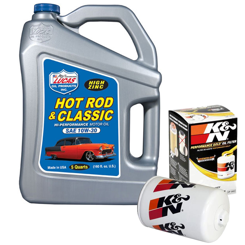 Lucas 10679 SAE 10W30/K&N HP-3002 P-Gold Hot Rod Oil Change Kit