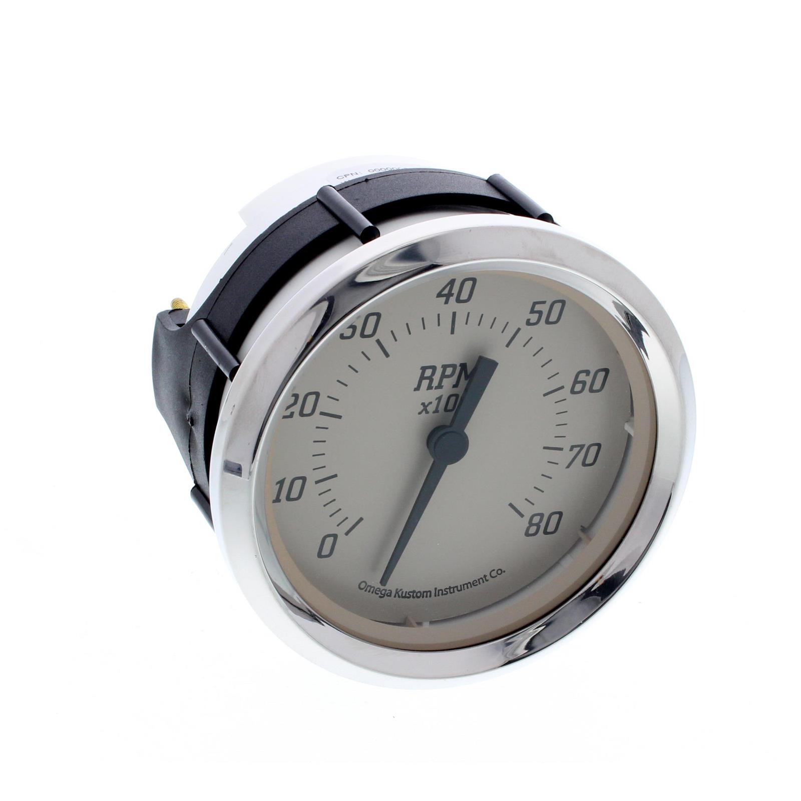 Omega Kustom 8000 RPM Tachometer Gauge, 3-3/8, Timeless Tan