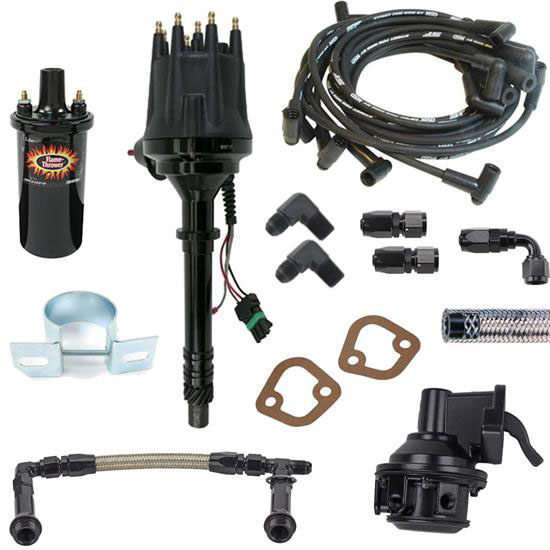SBC Ready-to-Run Ignition/Fuel Delivery Kit-80 GPH Pump,6AN,Black