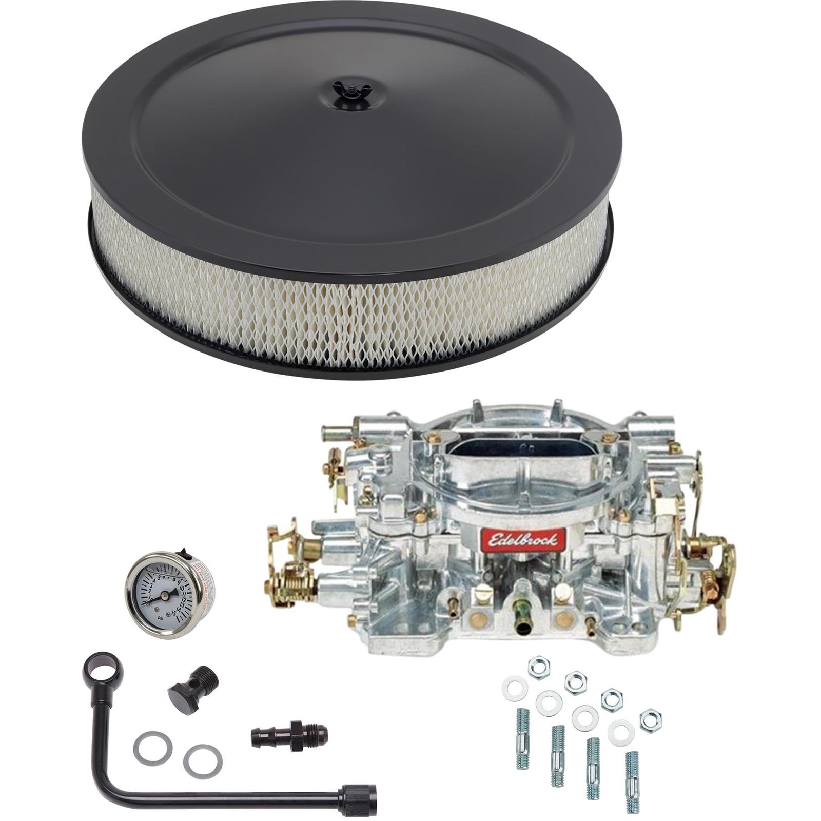 Edelbrock 1404 Performer 500 CFM Manual Carb/Air/Fuel Kit,CHR/BLK