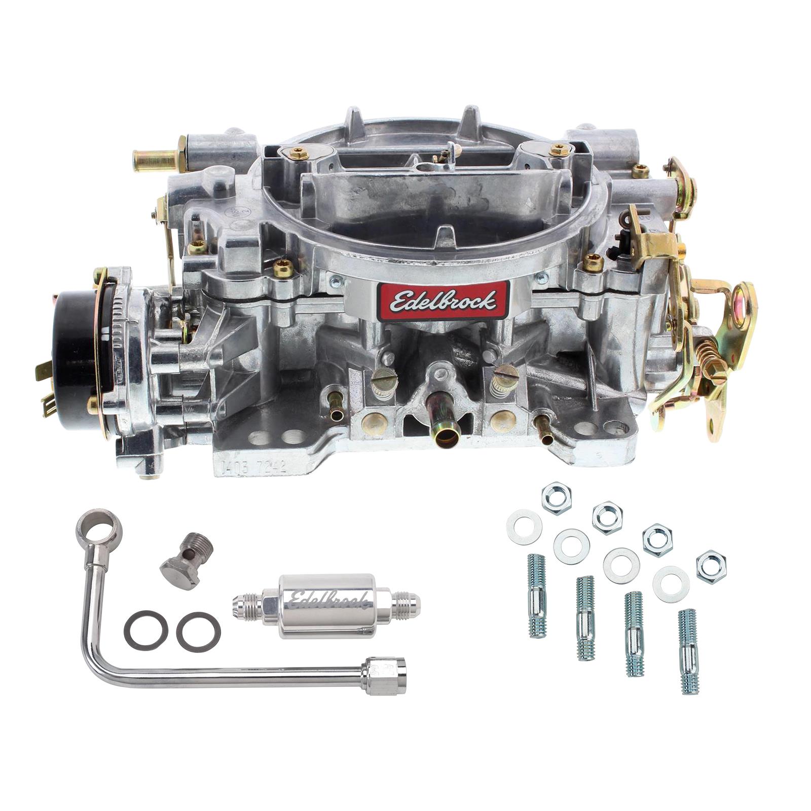 Edelbrock 1403 Performer Carburetor w/8131 Fuel Line Kit, 4-Barrel ...