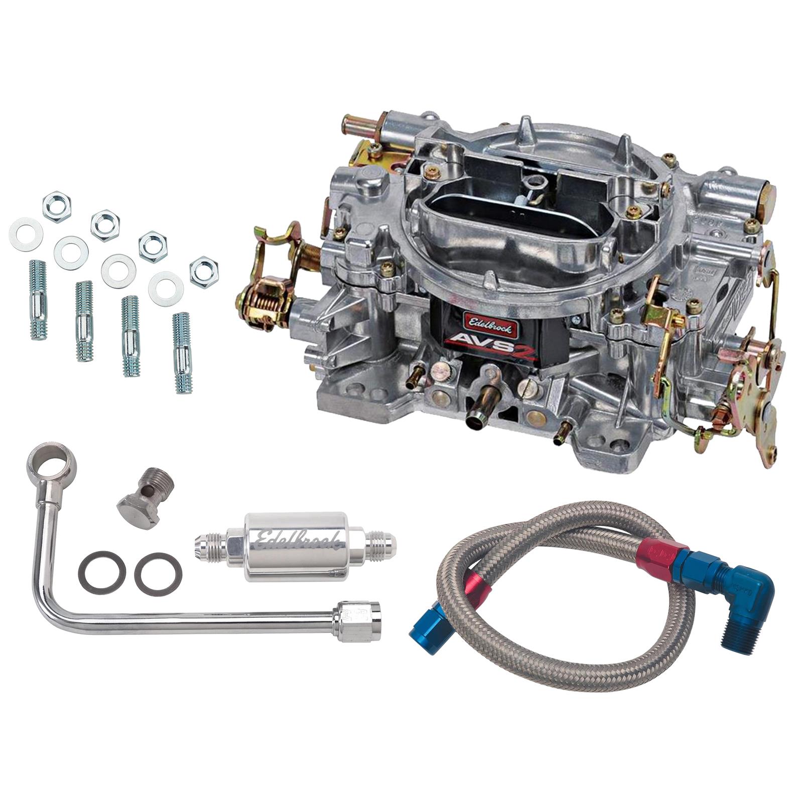 Edelbrock 1902 AVS2 Series 500CFM Carb with 8131/8123 Fuel Line