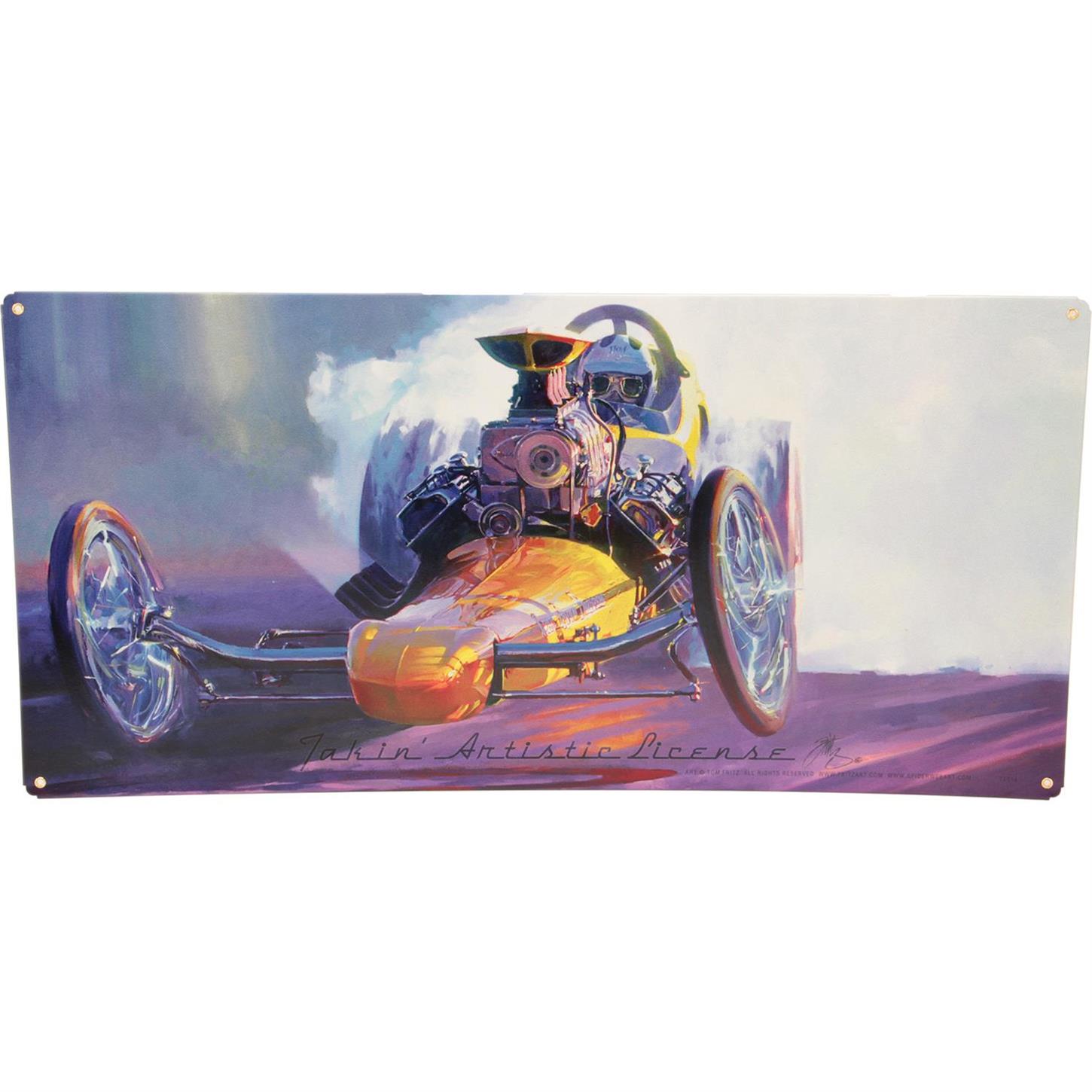 Tom Fritz Taking Artistic License Tin Sign, 24 x 12 Inch