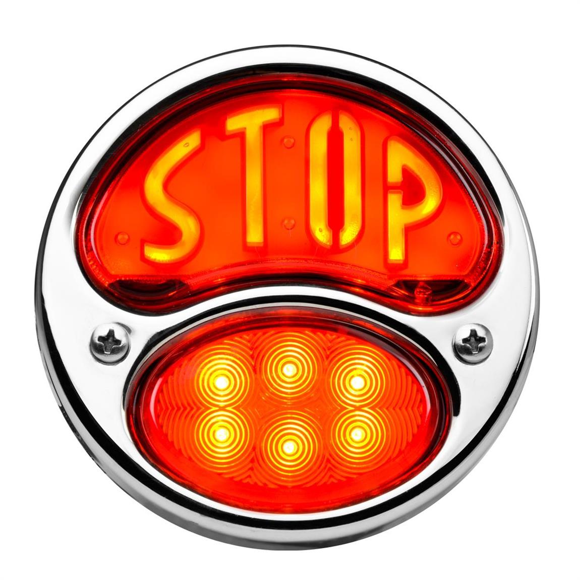 Replacement LED Tail Light, Red Lens w/ STOP Text, 28-31 Ford, RH