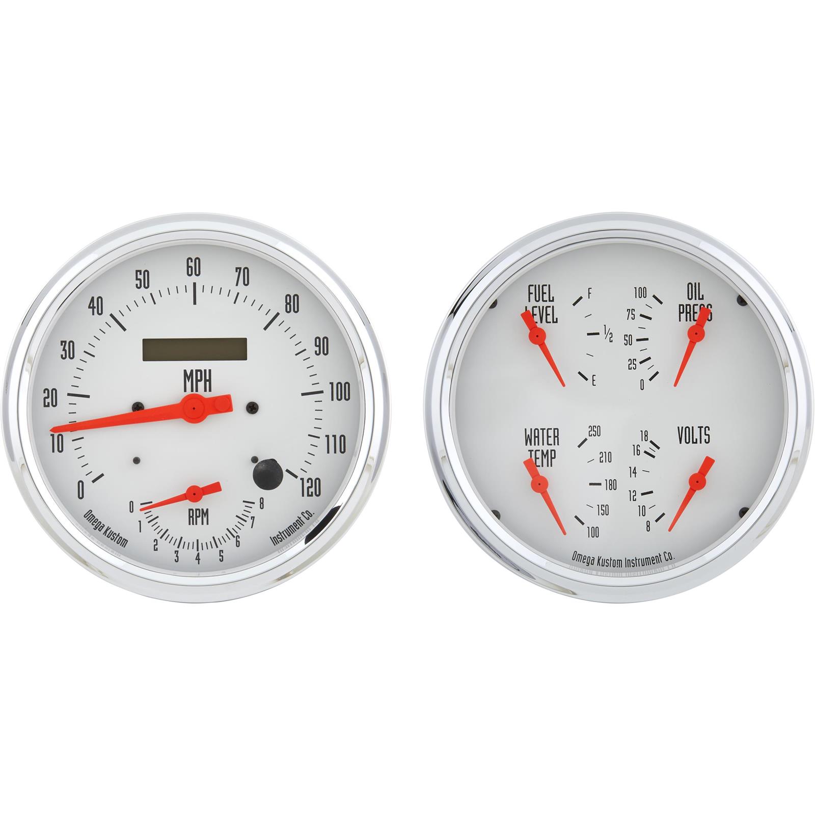 Omega Kustom Quad Gauge and Speedometer/Tach Combo, 4-5/8 Inch