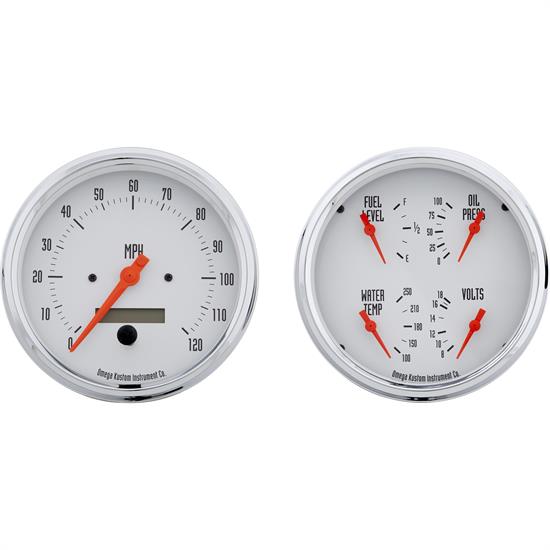 Omega Kustom Quad Gauge and Electric Speedometer Set, 4-5/8 Inch