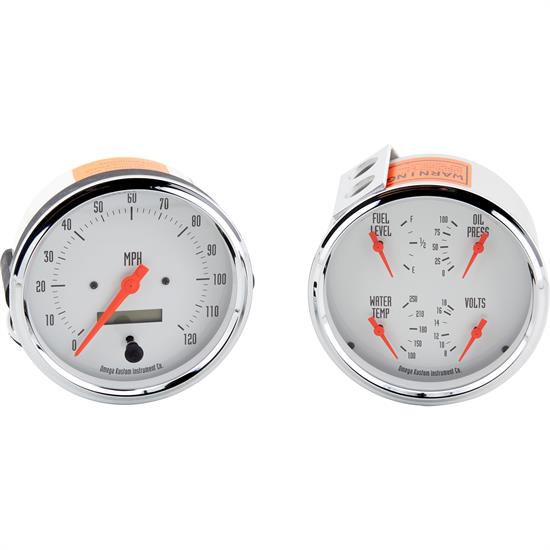 Omega Kustom Quad Gauge and Electric Speedometer Set, 4-5/8 Inch