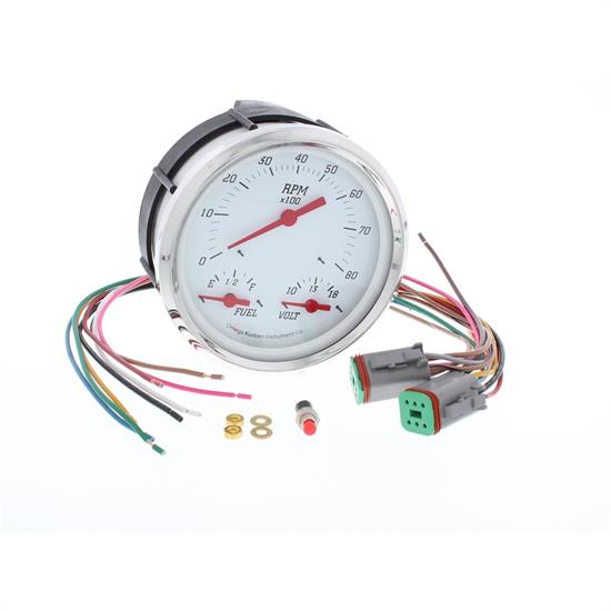 Omega Kustom 5", 8K RPM Tachometer, White, 3-N-1 Gauge
