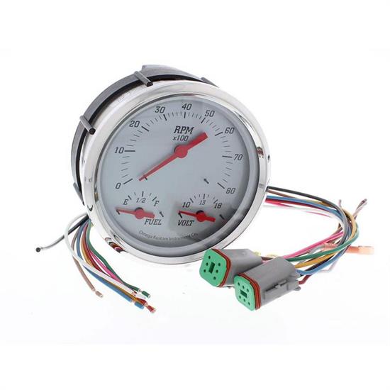Omega Kustom 5", 8K RPM Tachometer, Silver, 3-N-1 Gauge