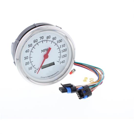 Omega Kustom 5", 140MPH Speedometer, Programmable, White