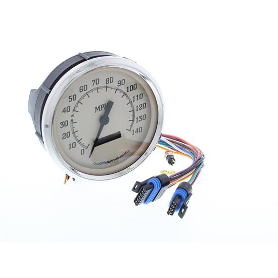 Omega Kustom 5", 140MPH Speedometer, Programmable, Beige