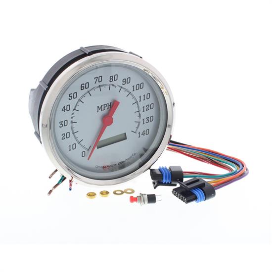 Omega Kustom 5", 140MPH Speedometer, Programmable, Silver