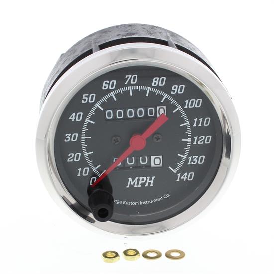 Omega Kustom 4", 140MPH Mechanical Speedometer, Black