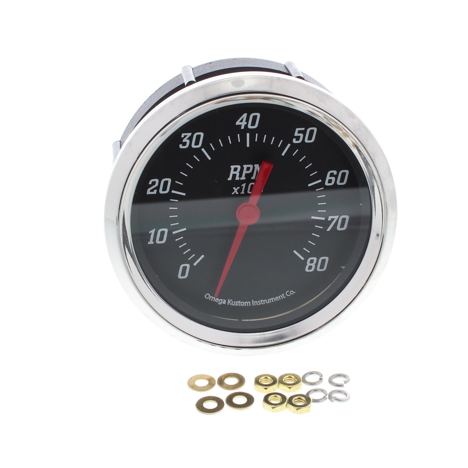 4 Inch Black Tachometer, 0-8,000 RPM X 100