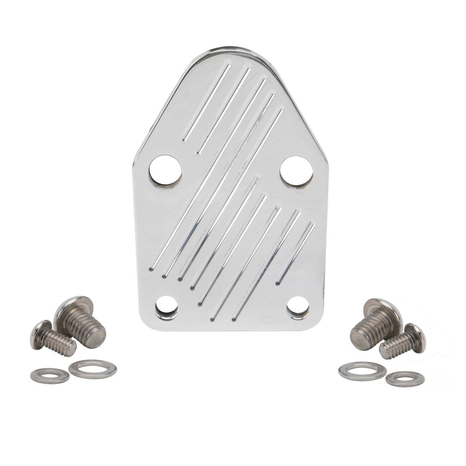 Small Block Chevy Fuel Pump Block-Off Plates, Polished