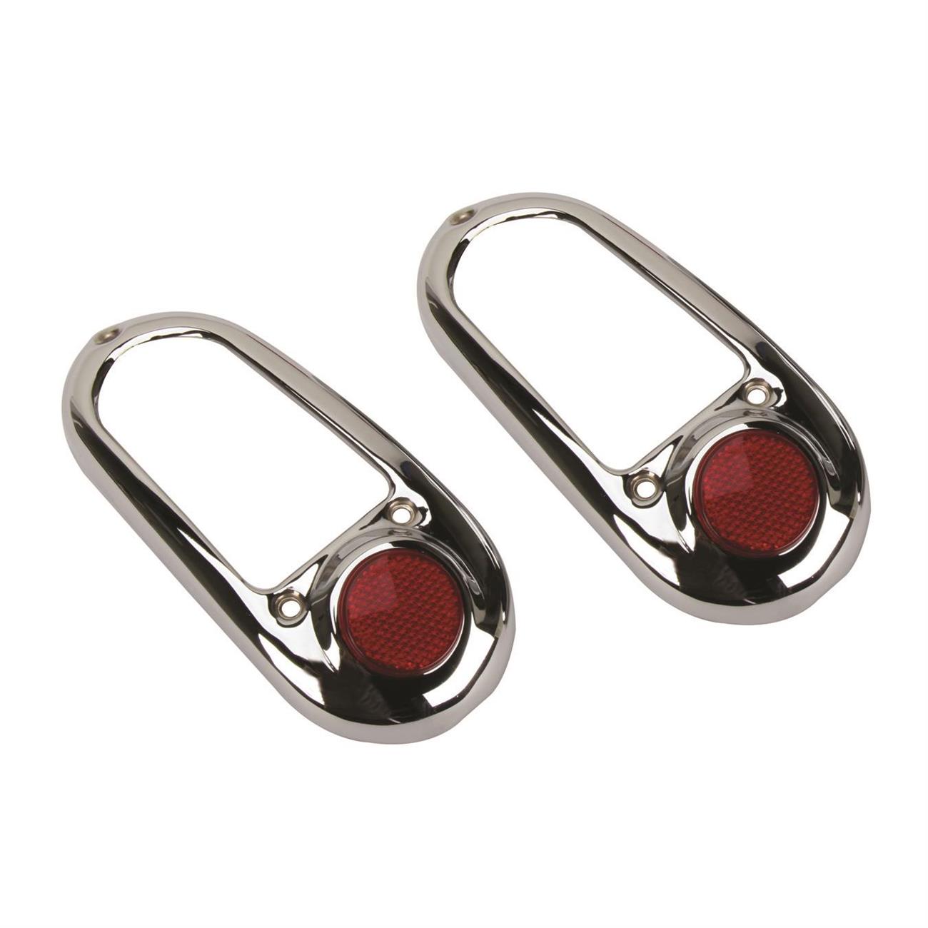 1949-1950 Chevy Chrome Tail Light Bezel with Red Reflector