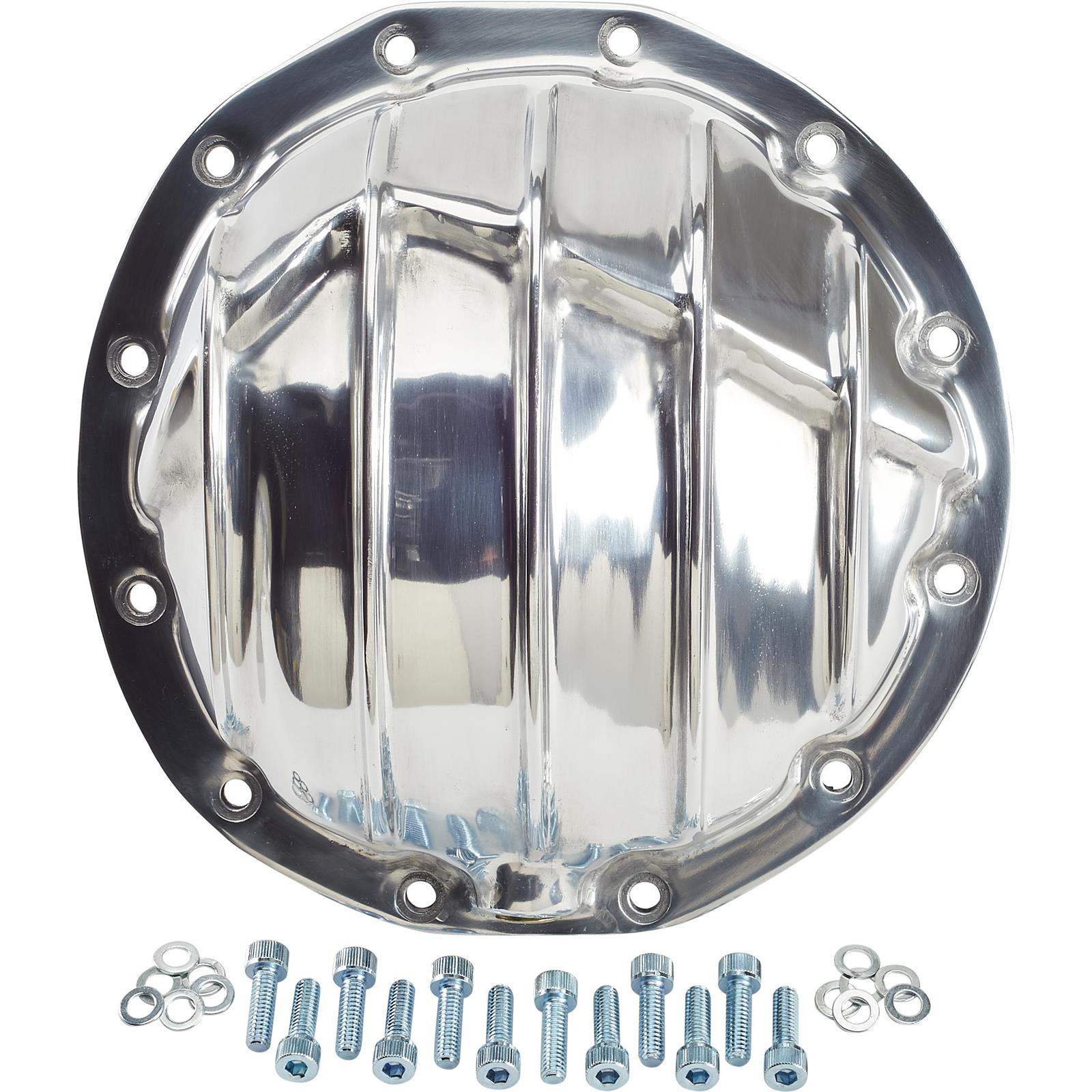 Finned Pol Alum Rearend Differential Cover, GM 8.875 Inch 12 Bolt