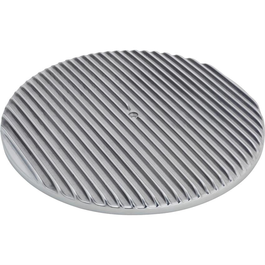 14 Inch Round Finned Air Cleaner Top Lid, Polished Aluminum
