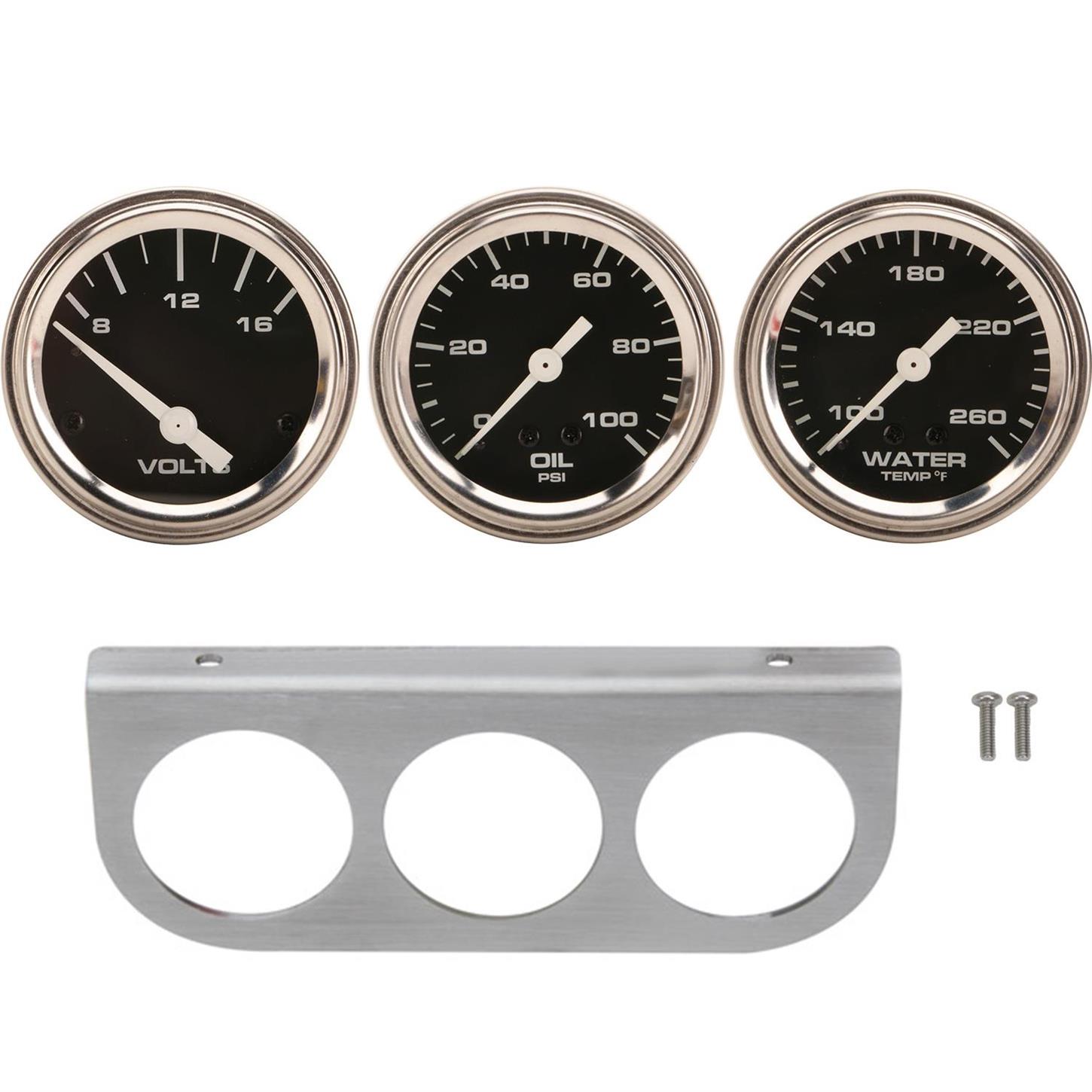Speedway 3-Gauge Set with Aluminum Panel