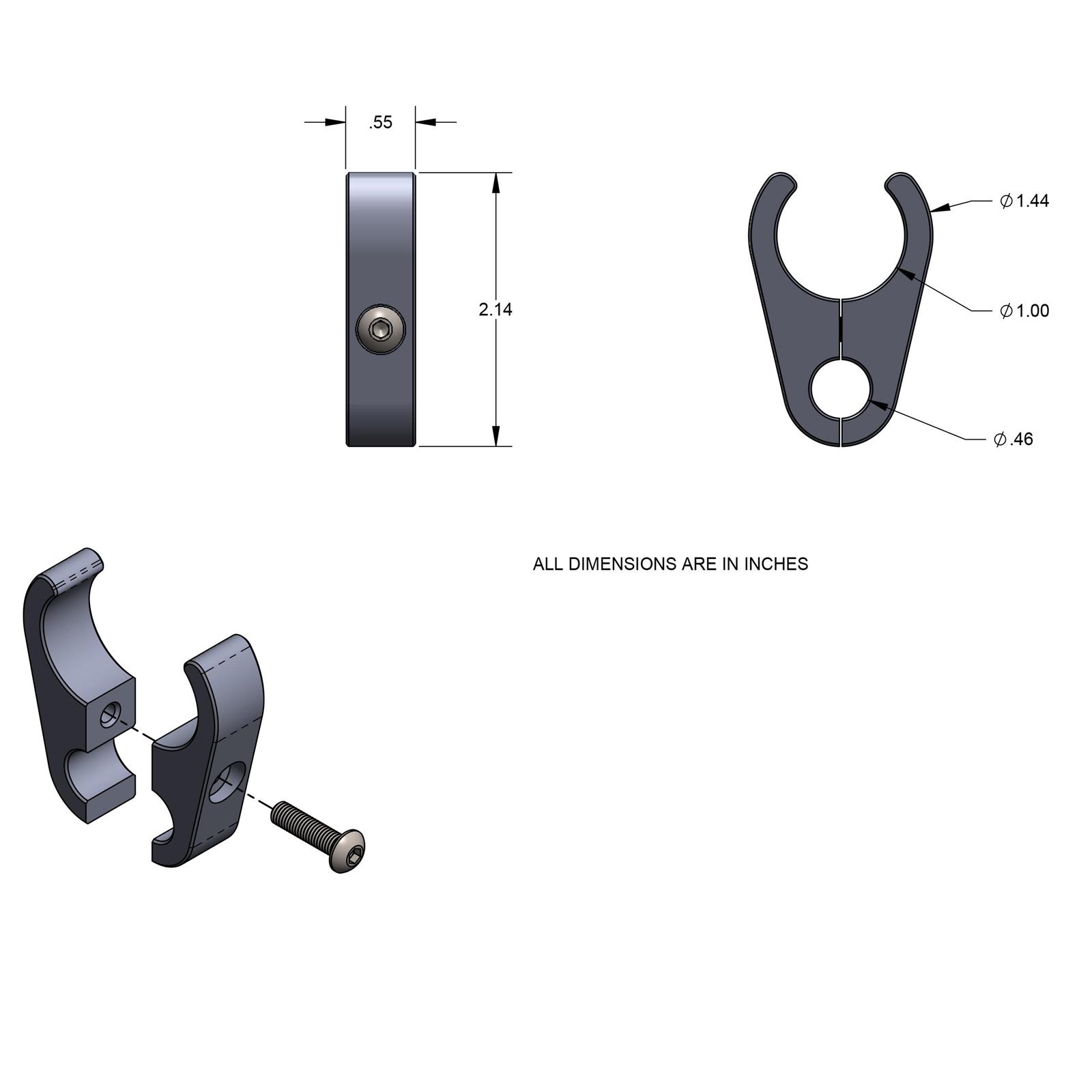 Billet Aluminum Brake Line Clamps for Mustang II Control Arms
