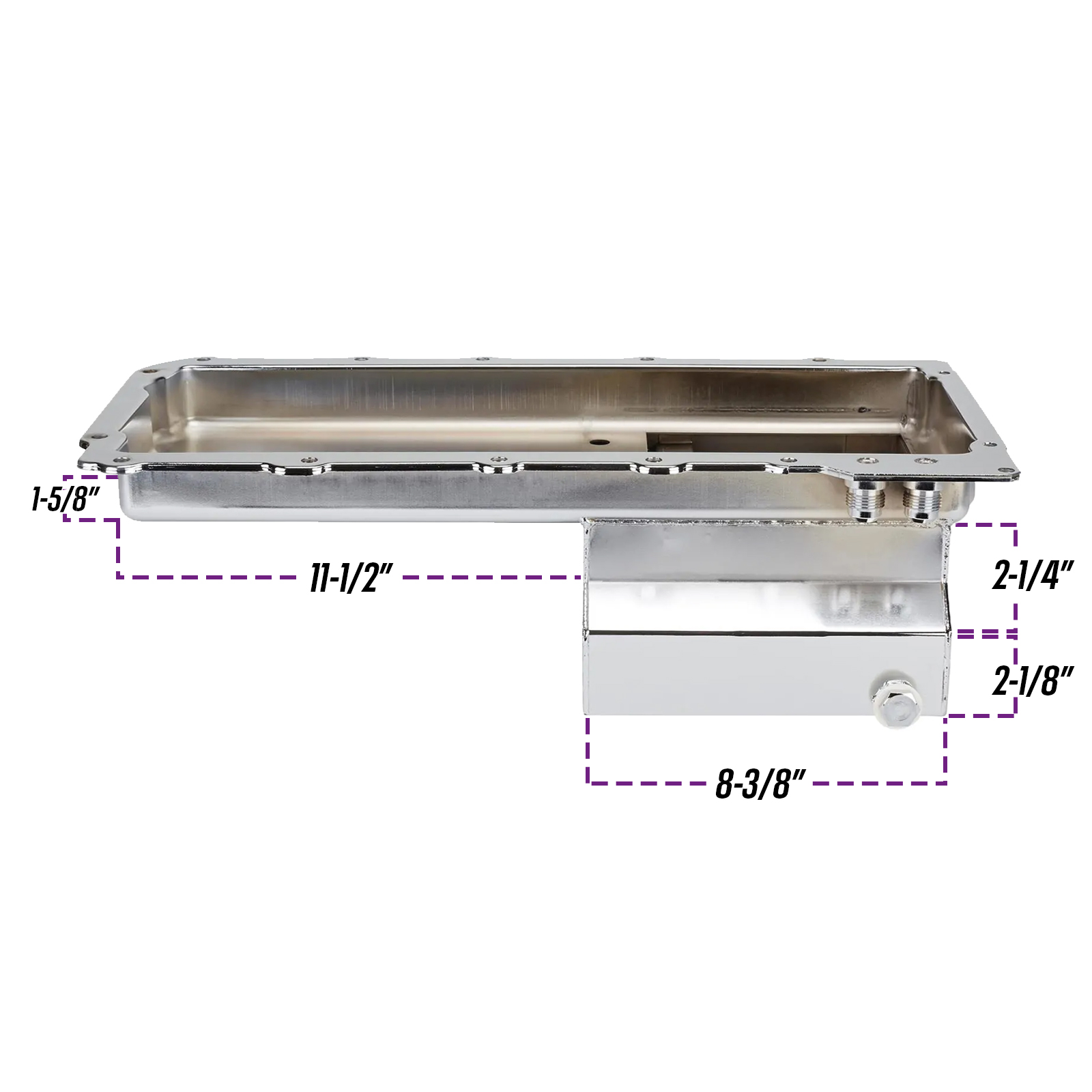 LS Engine Swap Conversion Low Profile Oil Pan Kit, Chrome, 10 AN