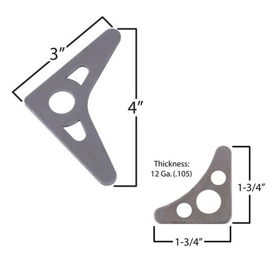 Roll Cage Chassis Bar Steel Weld Gusset Plates w/ Holes, 2 Piece