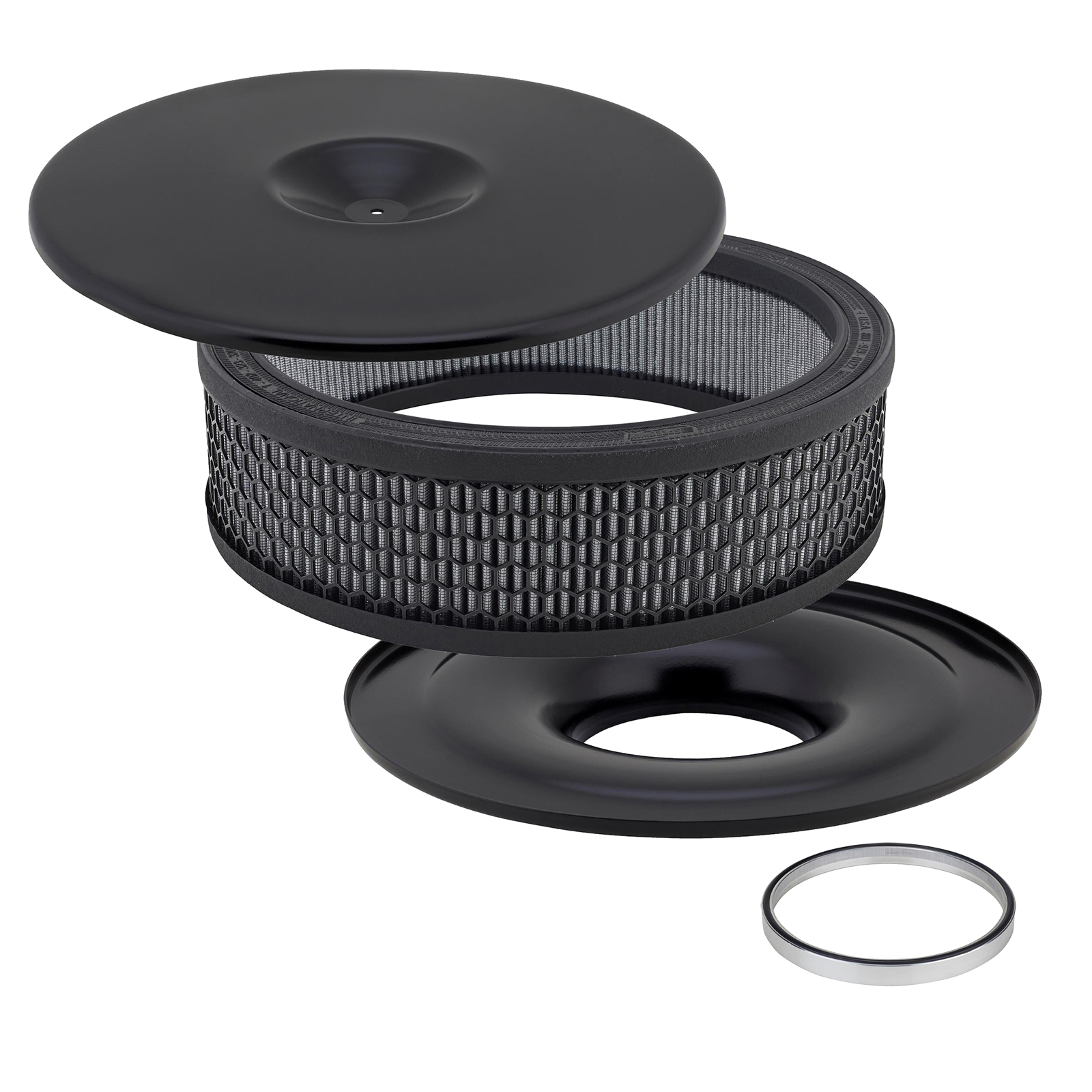 Speedway Black 14 Inch Flat Air Cleaner Kit, Housing/Air Filter