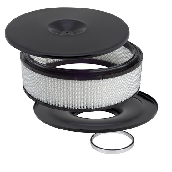 Speedway Black 14 Inch Flat Air Cleaner Kit, Oversized Air Filter