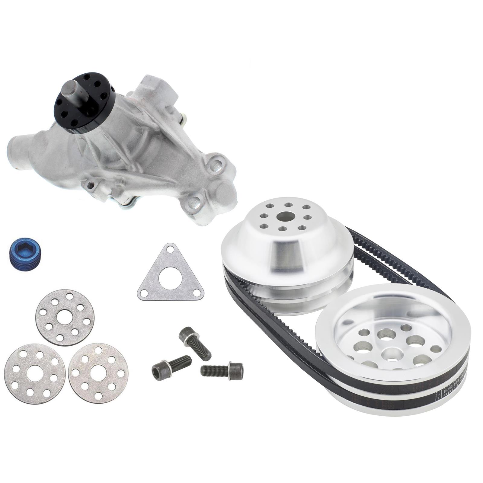 Small Block Chevy Adjustable Water Pump with V Belts