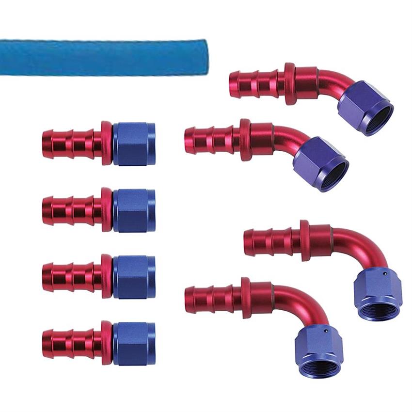 Speedway Blue Socketless Push-On Hose End Fitting Kit, -6AN