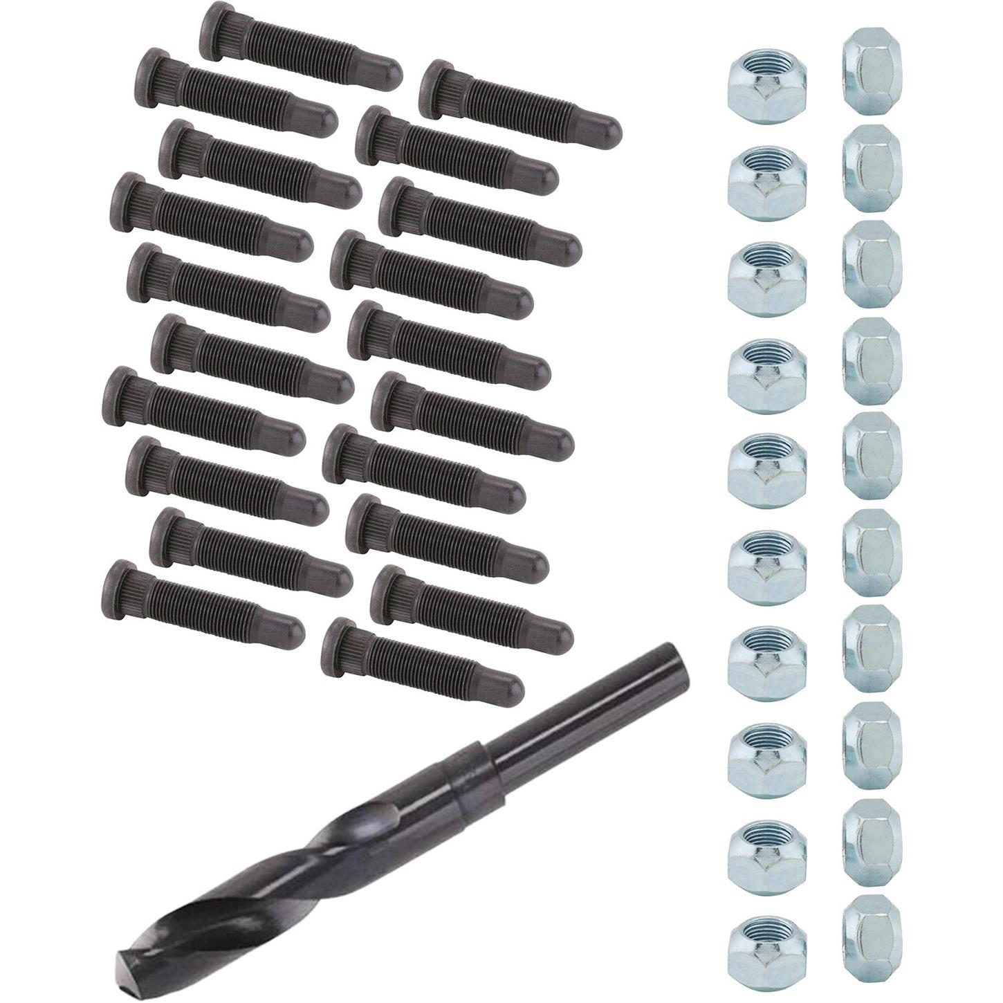 5/8 Inch Wheel Stud and Double Sided Lug Nuts Kit, Fine Thread