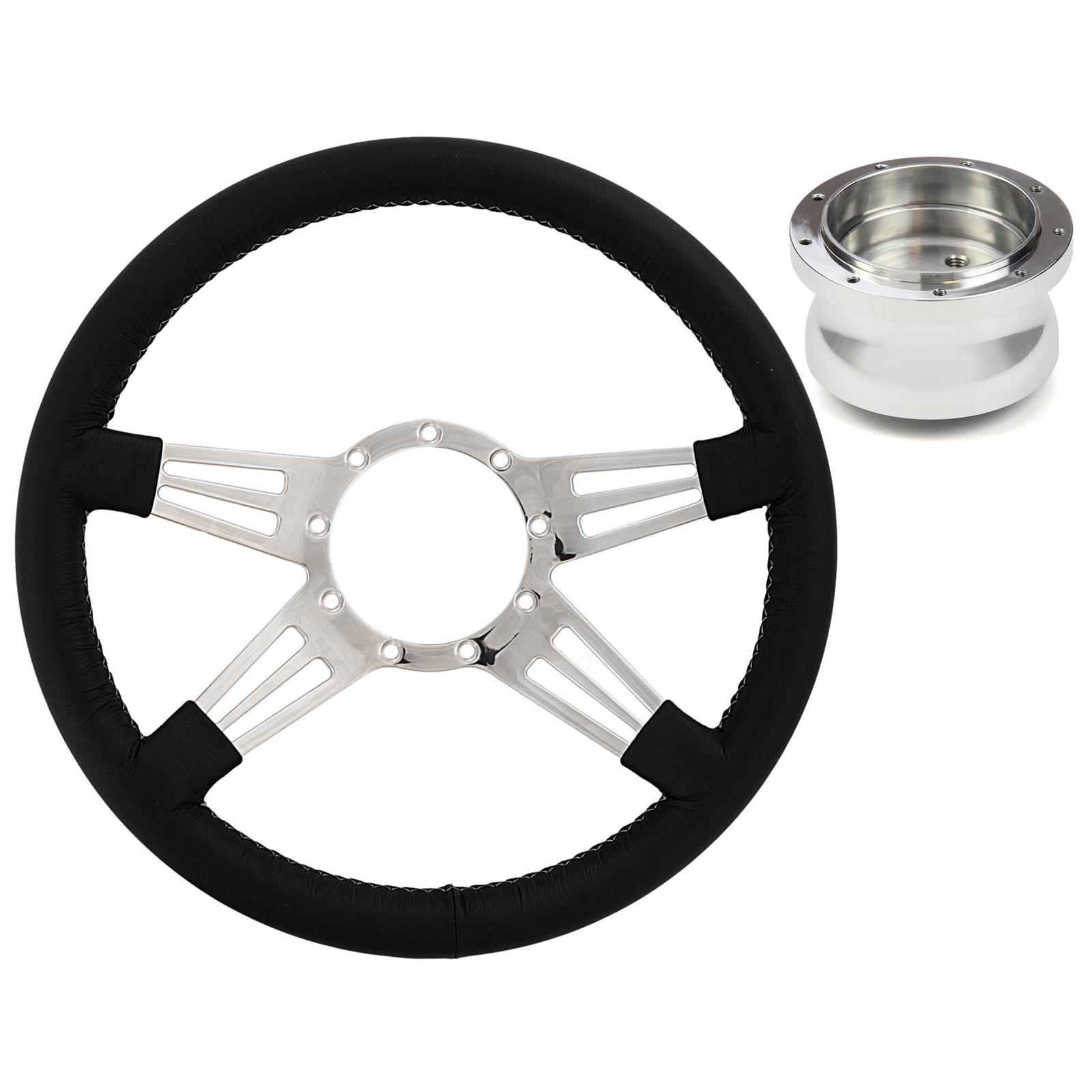 Lecarra Mark 9 Double Slot Steering Wheel w/Full Hub Adp Kt,Blk