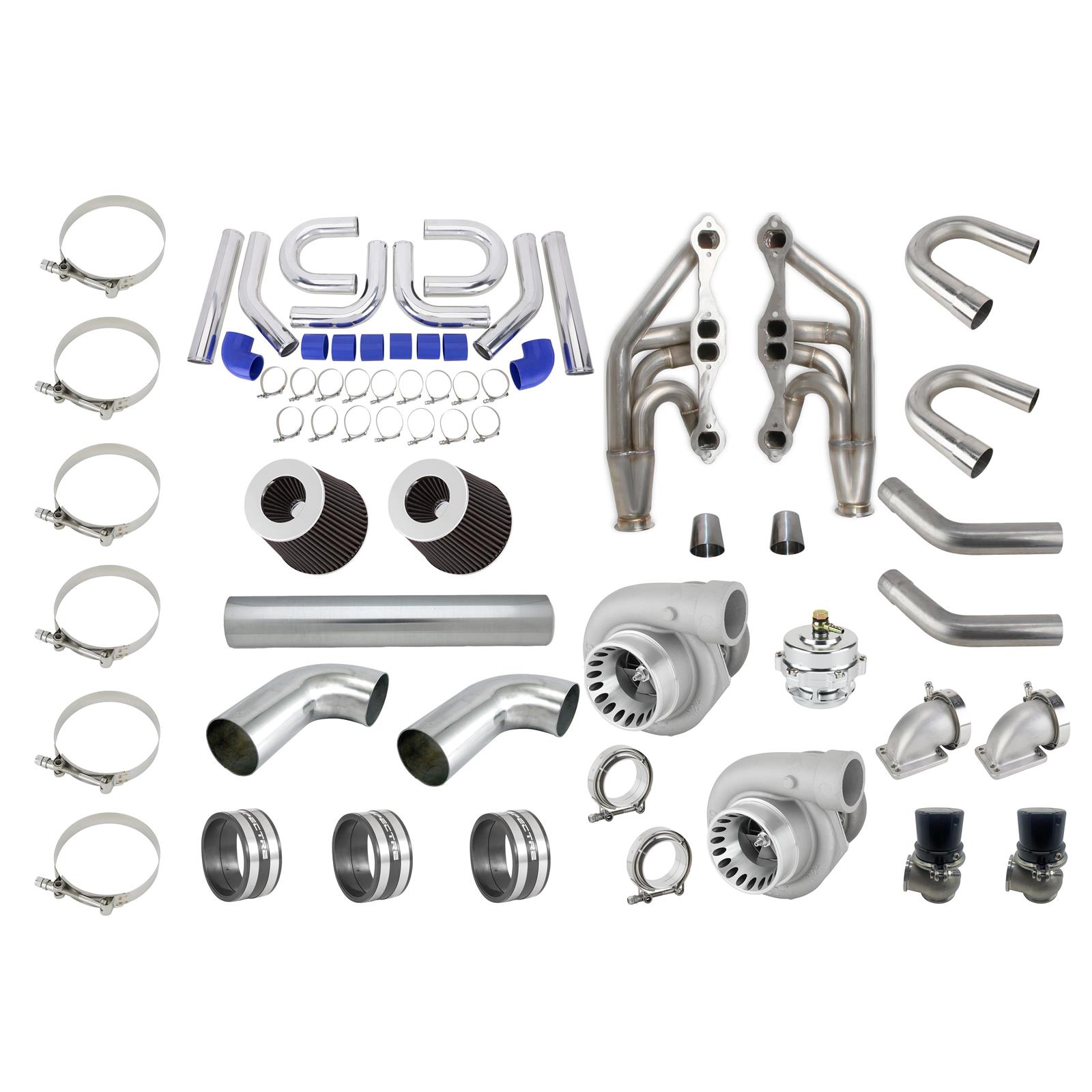 SBC Twin-Turbo Kit, W/ 66mm T4 Turbos, Headers, Hot/Cold Pipes