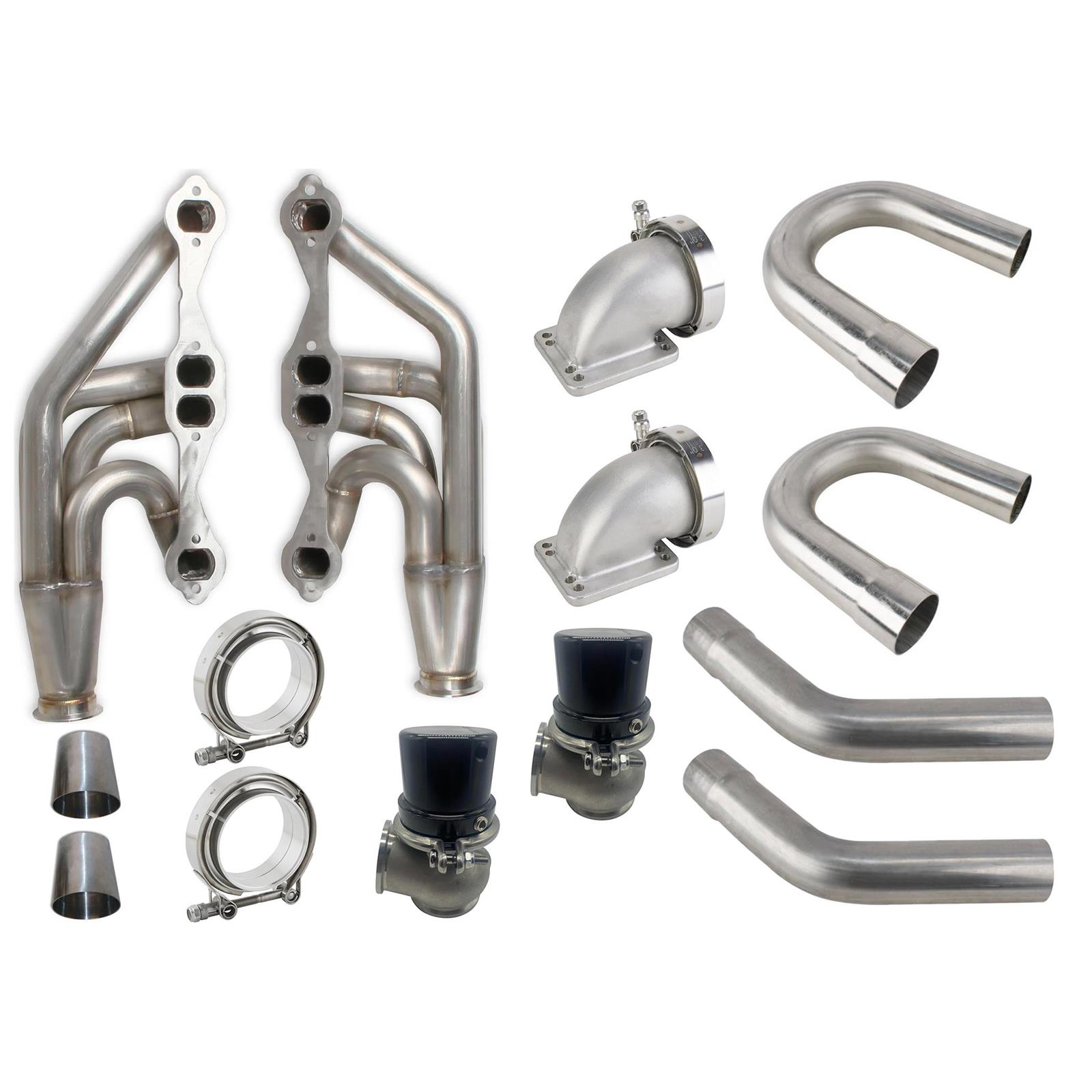 SBC Twin-Turbo Hot Side Kit W/ 44mm Wastegates and 3-in. Piping