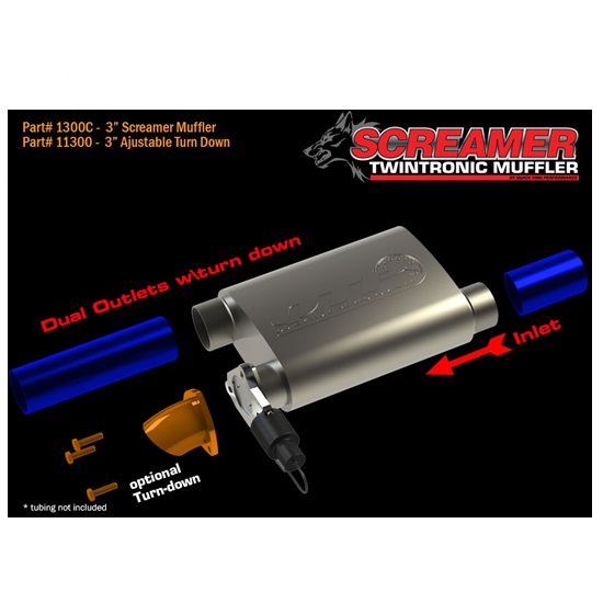 QTP 13252C Screamer Mufflers, Turbo-style/Straight-through, Each