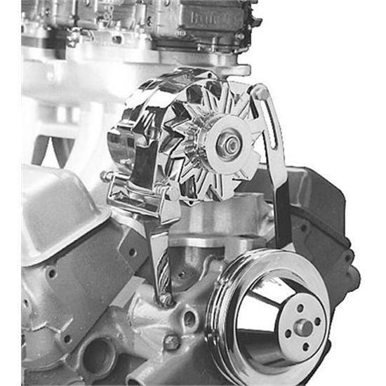 Small Block Chevy Upper Alternator Bracket, Chrome