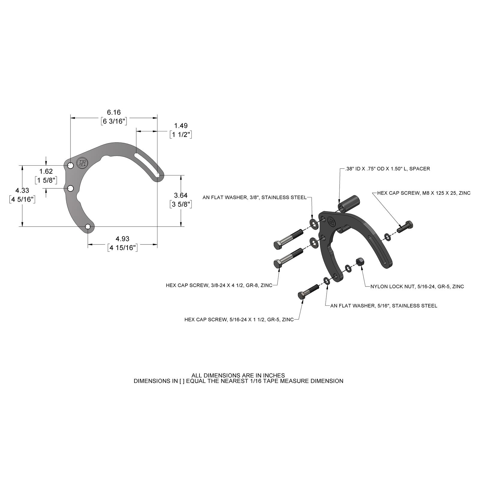 Low Mount Alternator Bracket for Mini Race Alternator, SBC