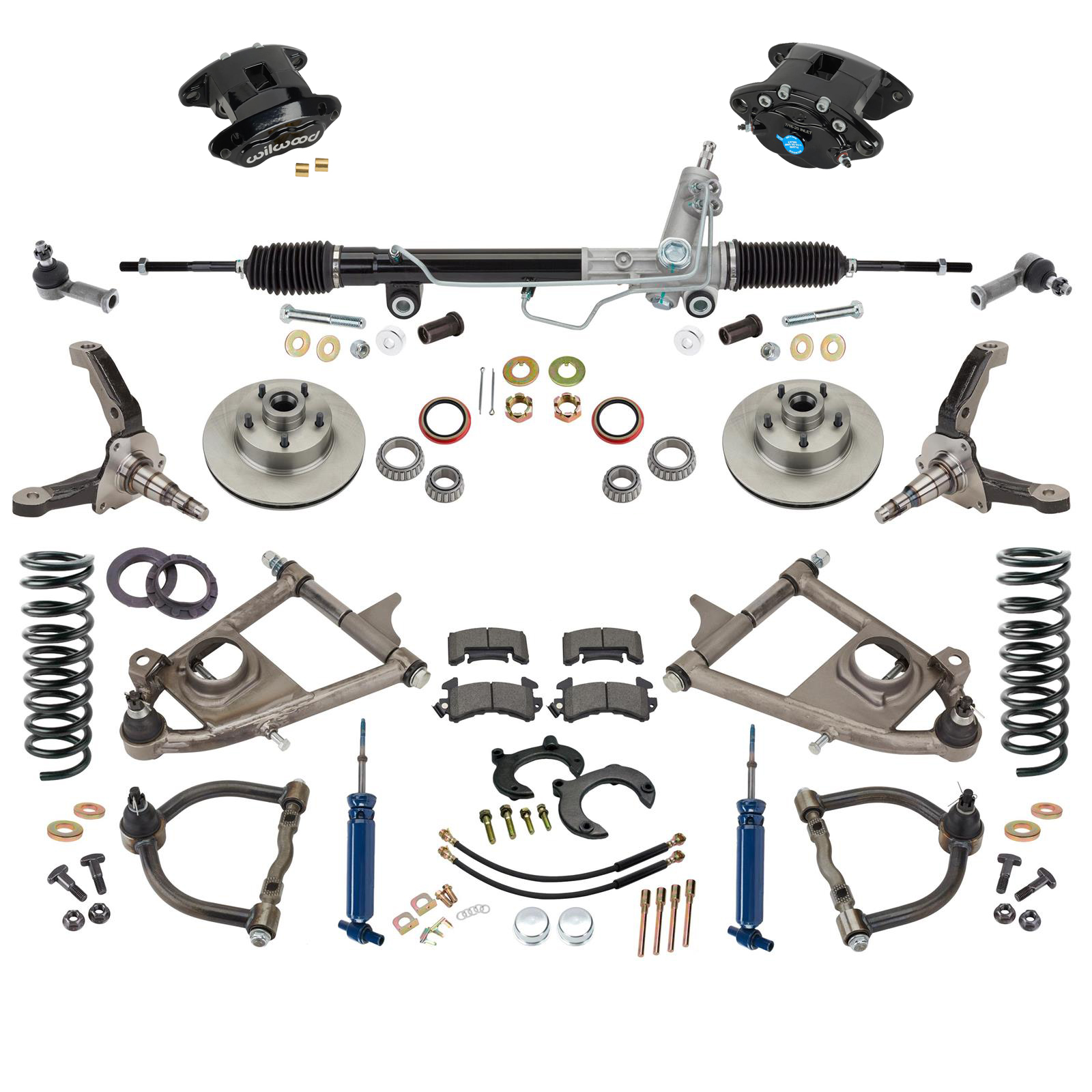 Mustang II IFS 4-3/4" Spring/Spindle/Rack Kit W/ Wilwood Calipers