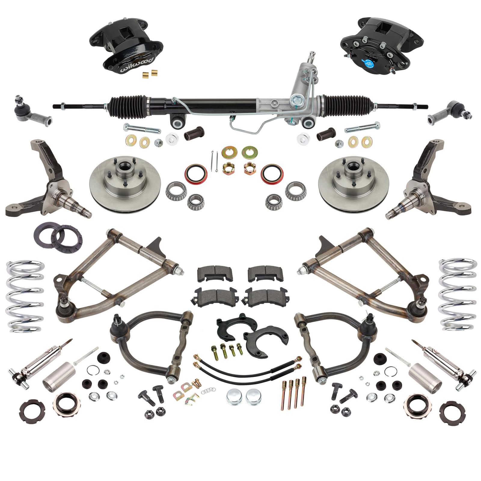 Mustang II IFS 4-3/4" Arms/Coilovers/Rack Kit W/ Wilwood Calipers