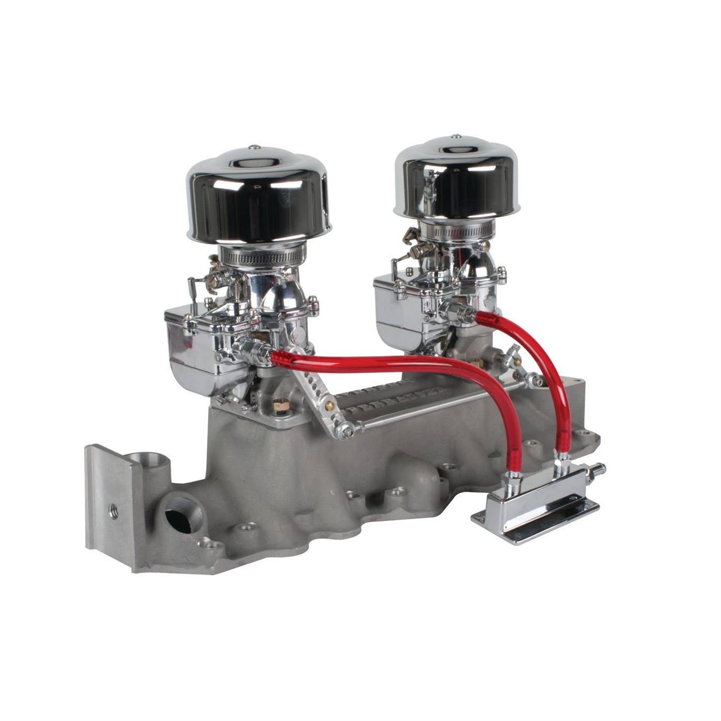 Chrome 9 Super 7® 2x2 Carb/Offy Intake Kit, 1949-53 Flathead