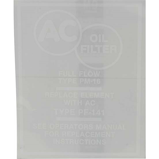 Jim Osborne DC0205 1962-63 Chevy Oil Filter Decal