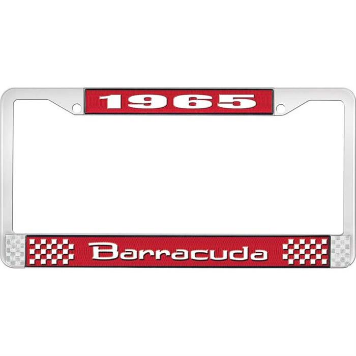 OER LF121265C 1965 Barracuda License Plate Frame, Red/Chrome
