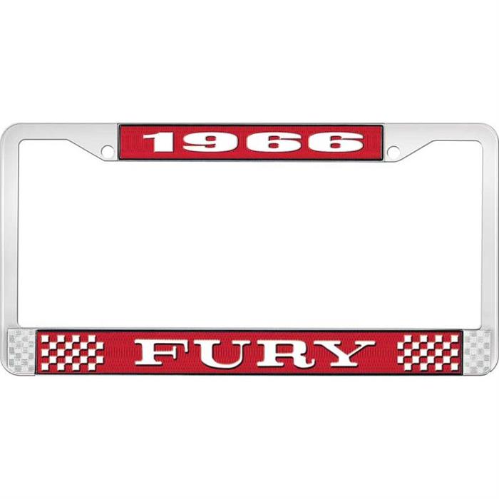OER LF121966C 1966 Fury License Plate Frame, Red/Chrome