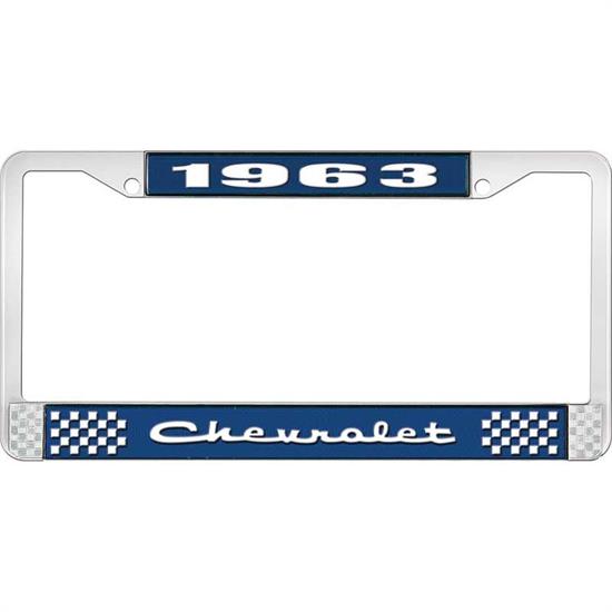 OER LF2236302B 1963 Chevy Blue/Chrome License Plate Frame