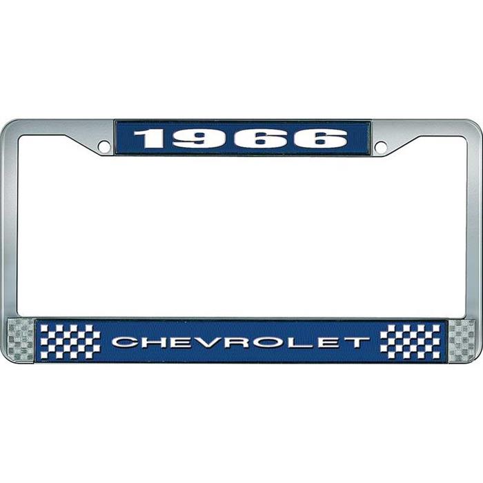 OER LF2236601B 1966 Chevy Blue/Chrome License Plate Frame