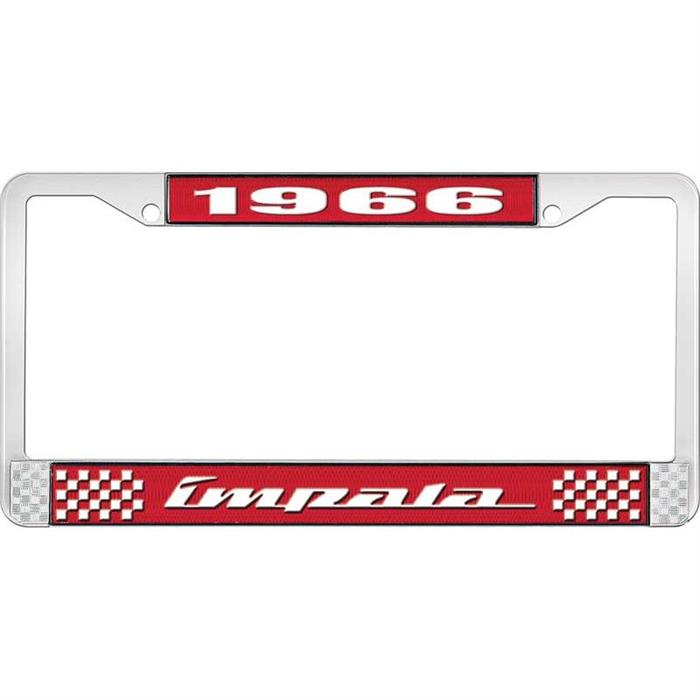 OER LF2246604C 1966 Impala Red/Chrome License Plate Frame
