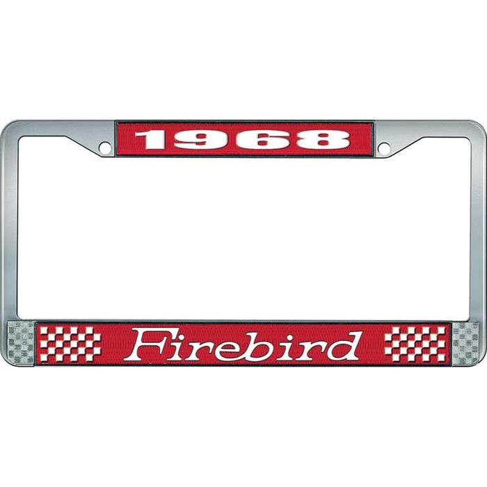 OER LF2316801C 1968 Firebird License Plate Frame, Red/Chrome