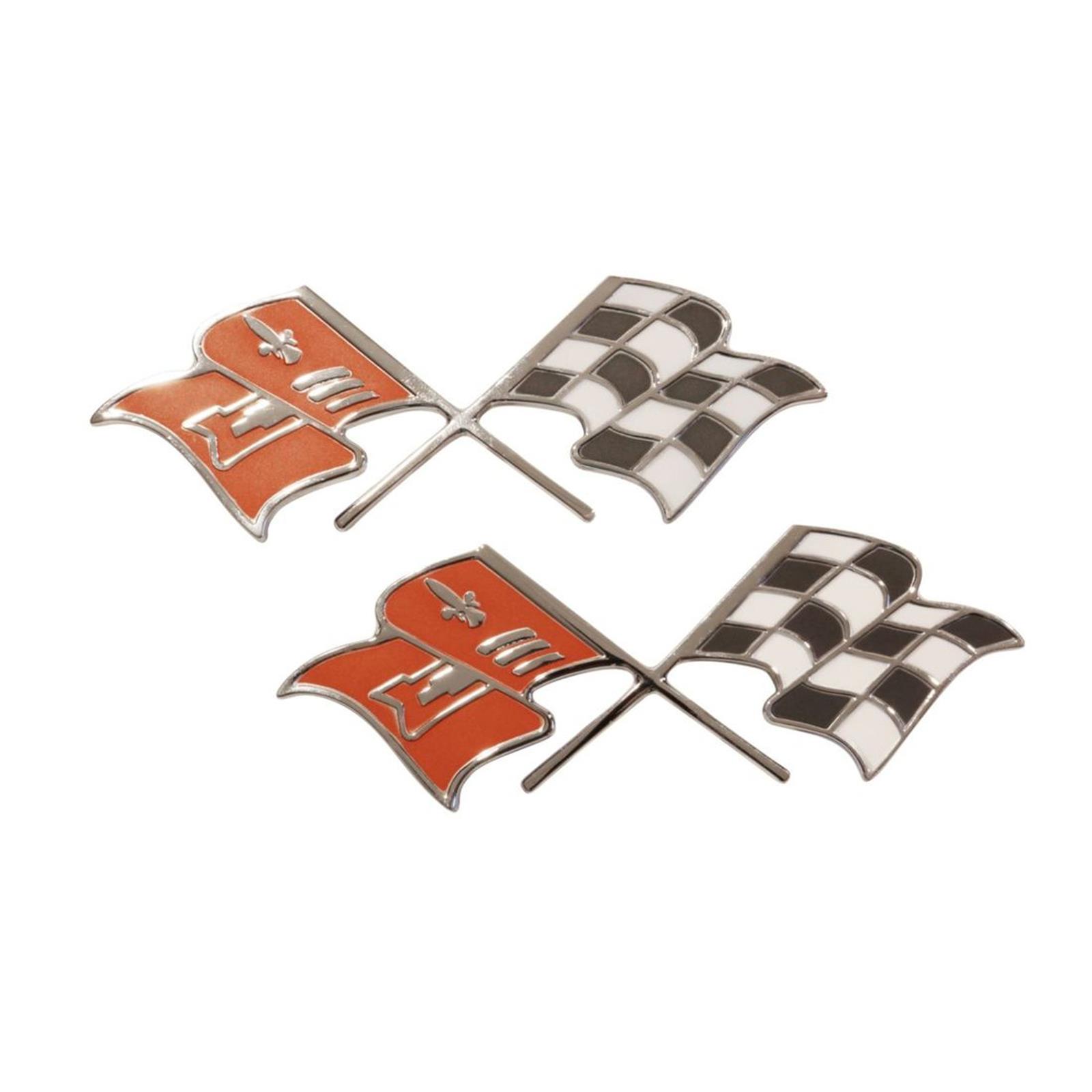 Trim Parts 1450 1957 Chevrolet Car Front Fender X-Flag Emblems