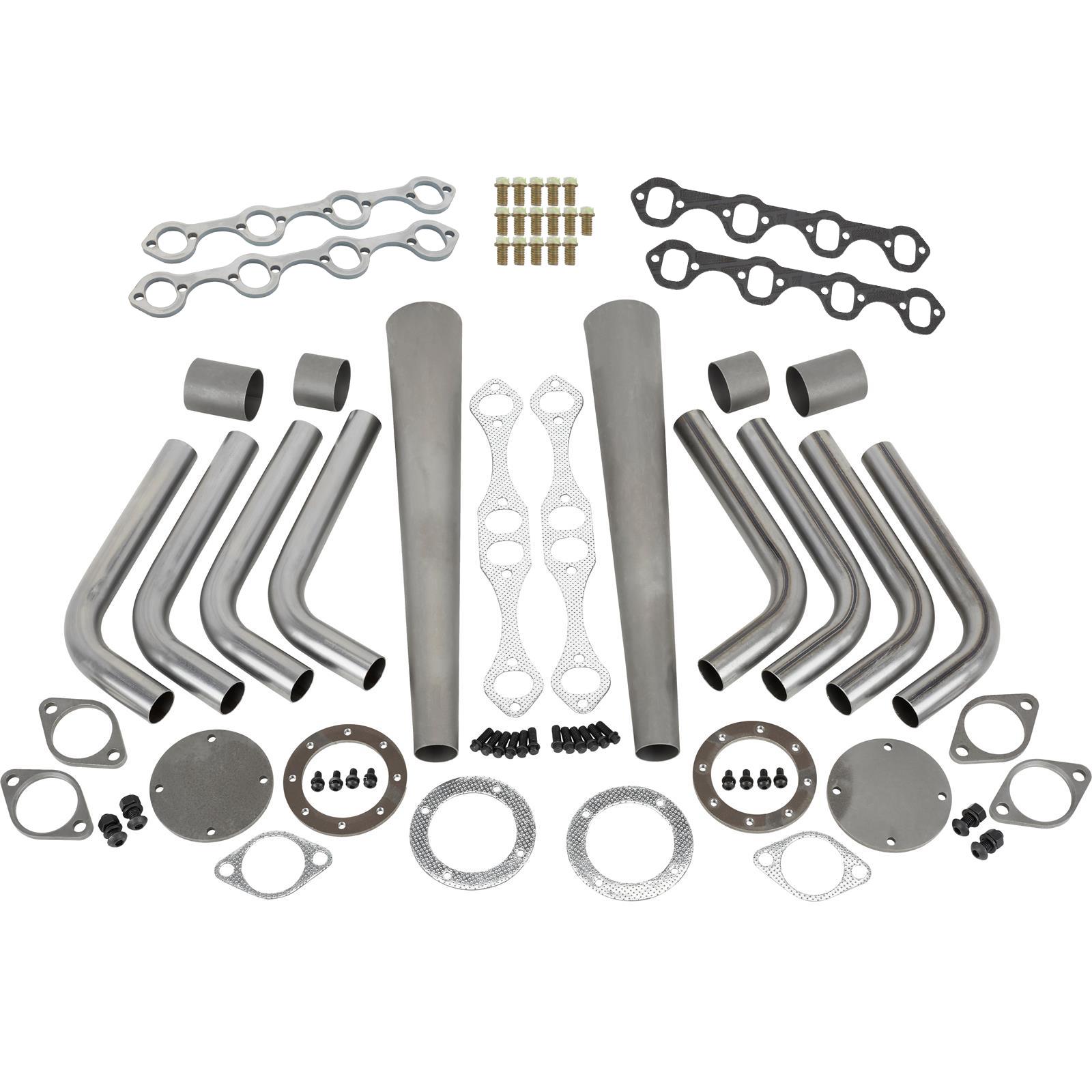 Small Block Ford Lake Style Header Kit, 1-5/8 Tube, 3-1/2 Inch Cone