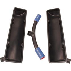 Billet Small Block Chevy Valve Covers, Breather Cross, Black Anodized